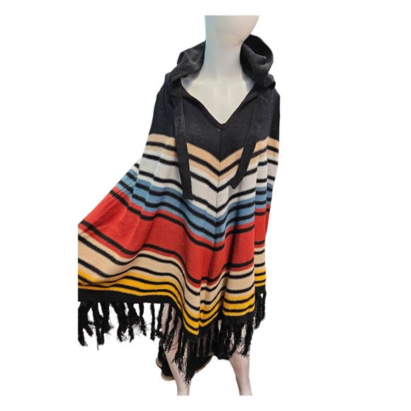 Kimlon | Sweaters | Kimlon Vintage 7s Fringed Hooded Striped Sweater ...
